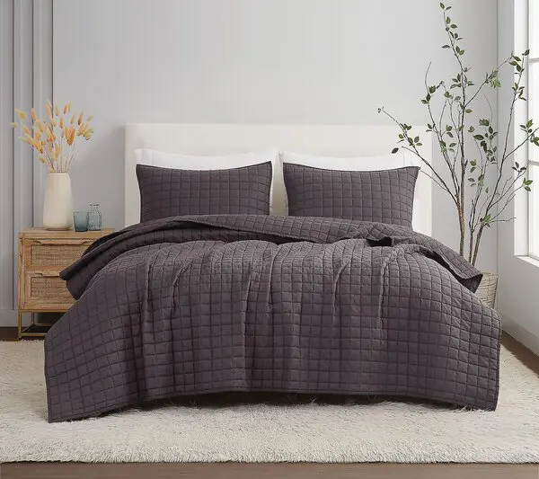 BROOKLYN LOOM Flax Linen Full/queen 3-piece Qui T Set