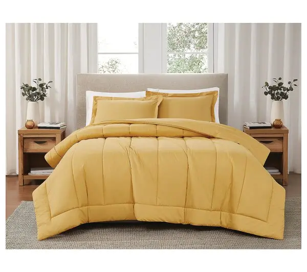 BROOKLYN LOOM Solid Cotton Percale King 3-piece Comforter Set