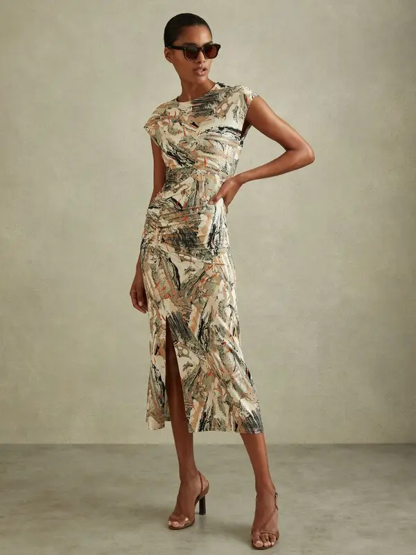 REISS Lennia Printed Jersey Midi Dress - Multi