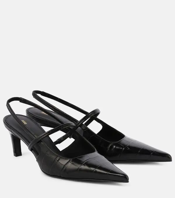 TOTÊME Sharp Croc-effect Leather Slingback Pumps