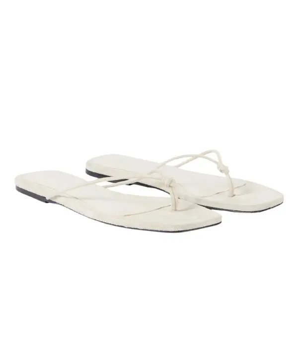 TOTÊME The Knot Suede Thong Sandals - Beige