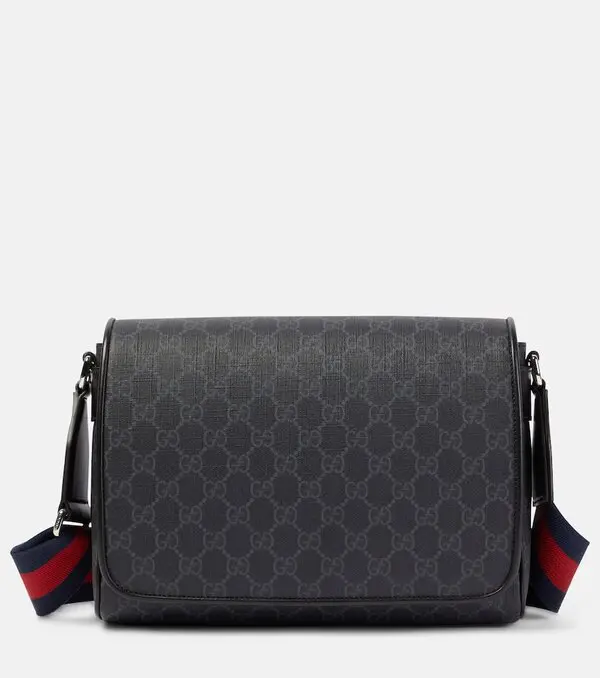 Gucci Leather-trimmed Gg Canvas Crossbody Bag