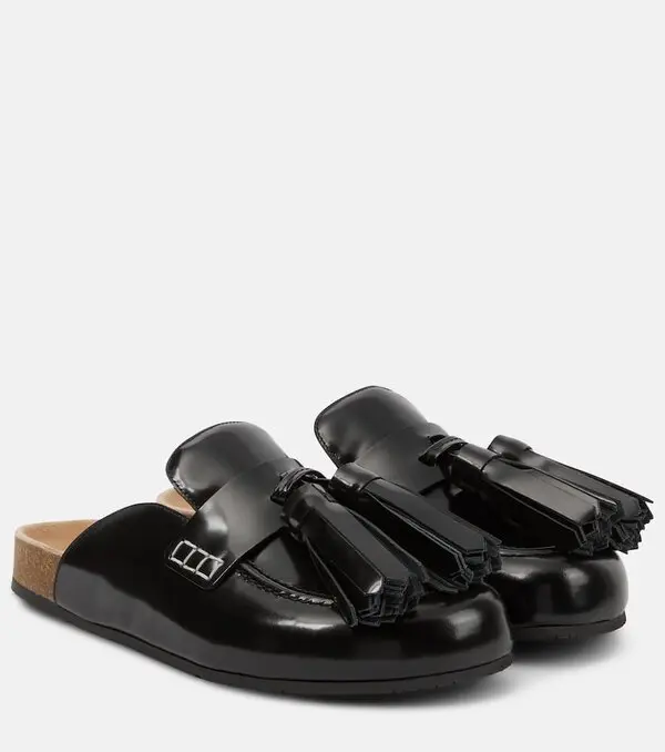 JW Anderson Tasseled Leather Mules - Black
