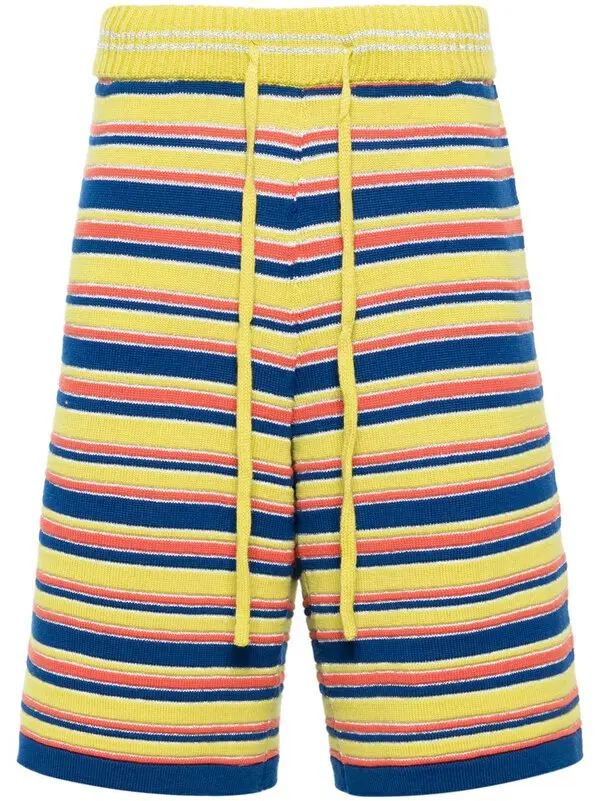 AGBOBLY Striped Ribbed Merino Wool Shorts - Green