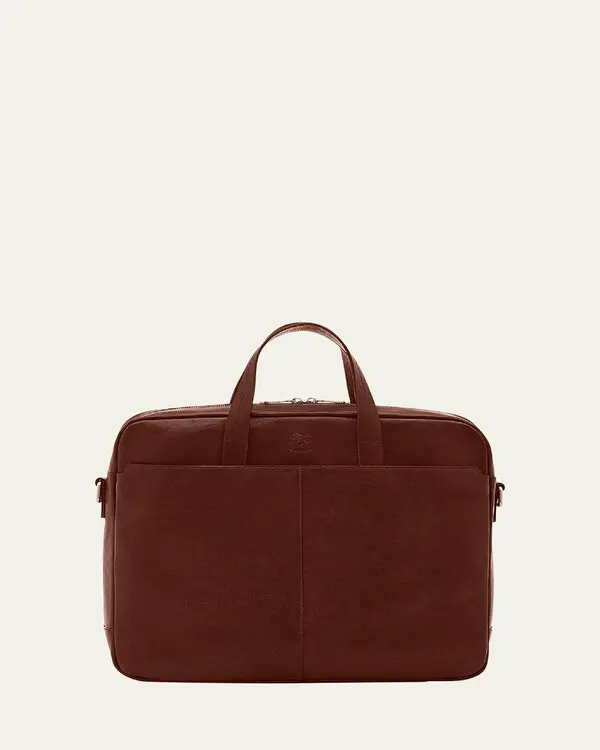 Il Bisonte Galileo Leather Briefcase - Black
