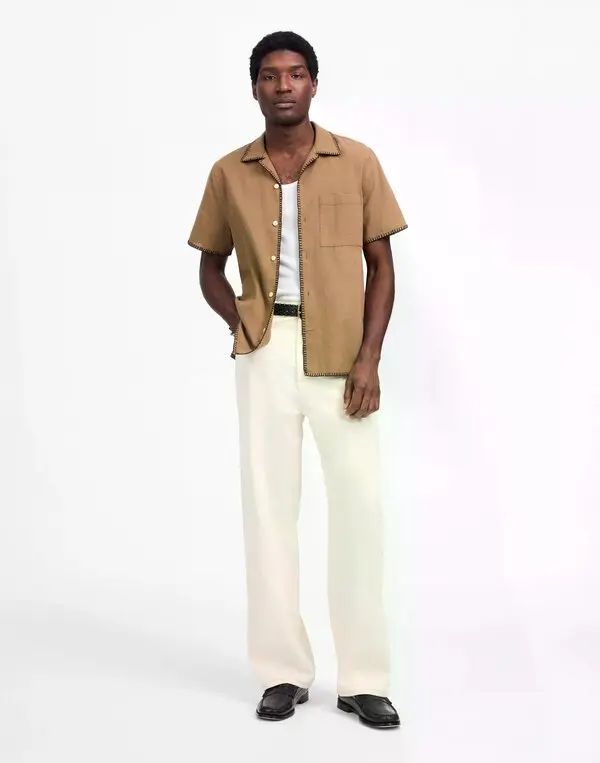 Madewell Blanket Stitch Short-sleeve Shirt - Faded Birch