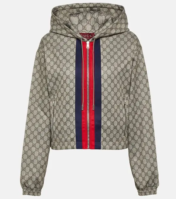 Gucci Gg Web Stripe Jersey Technical Jacket