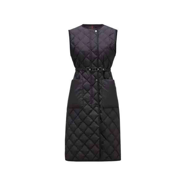 Moncler Butor Diamond-quilted Long Down Vest - Black