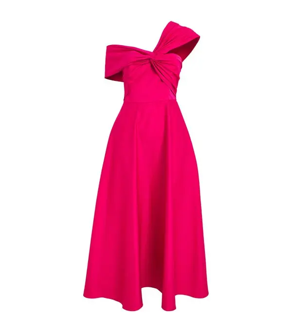 Roland Mouret Cotton-Blend Asymmetrical Midi Dress In Pink - 10% Off |  Editorialist