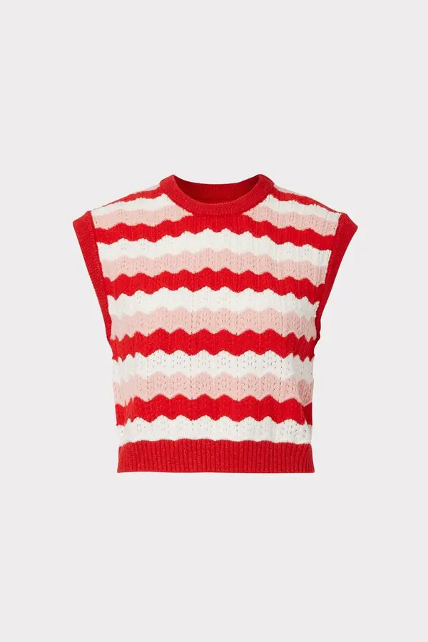 Buy MILLY Seashell Pointelle Muscle Tee - Tomato/ecru/blush At 19% Off ...