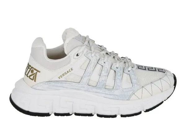 Versace Trigreca Low-top Sneakers - White/gold/light Blue