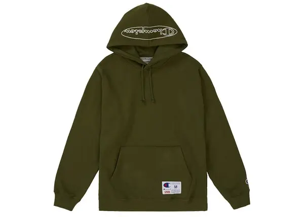 Supreme Champion Outline Hooded Sweatshirt - Dark Olive