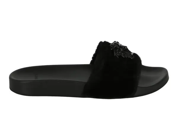 Versace La Medusa Faux Fur Slides
