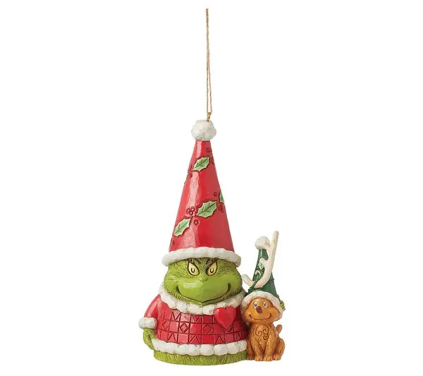 JIM SHORE Grinch Grinch Gnome With Max Handi Ng Ornament