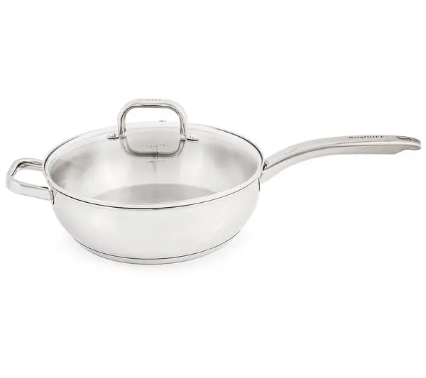 BERGHOFF Belly Shape 18/10 Ss 9.5' Deep Skillet With Glass Lid