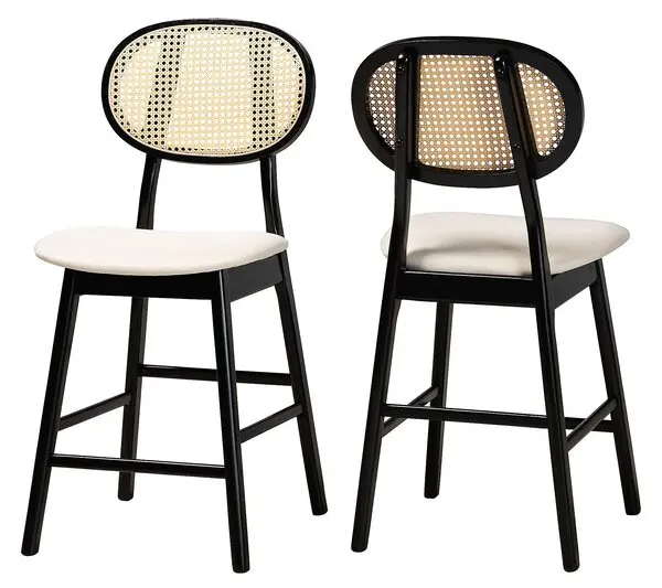 BAXTON STUDIO Darrion Cream Fabric 2-piece Coun Ter Stool Set