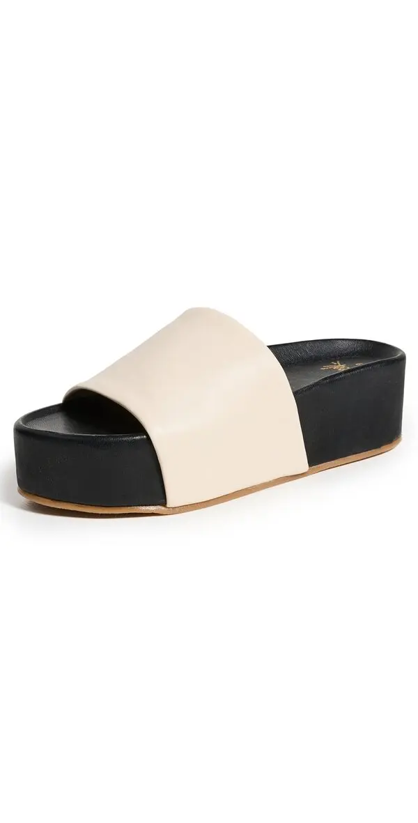 Beek Albatross Platform Sandals - Eggshell/black