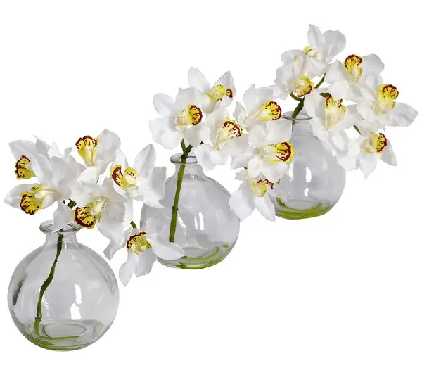 NEARLY NATURAL 8' Cymbidium With Vase