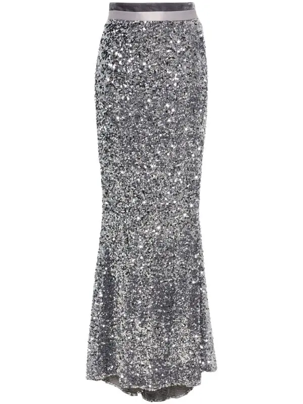 STYLAND Sequined Maxi Skirt - Silver