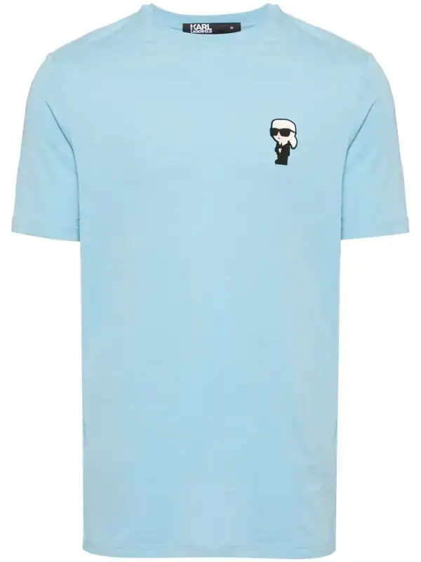 Karl Lagerfeld Logo-Print Cotton T-Shirt In Blue - 33% Off