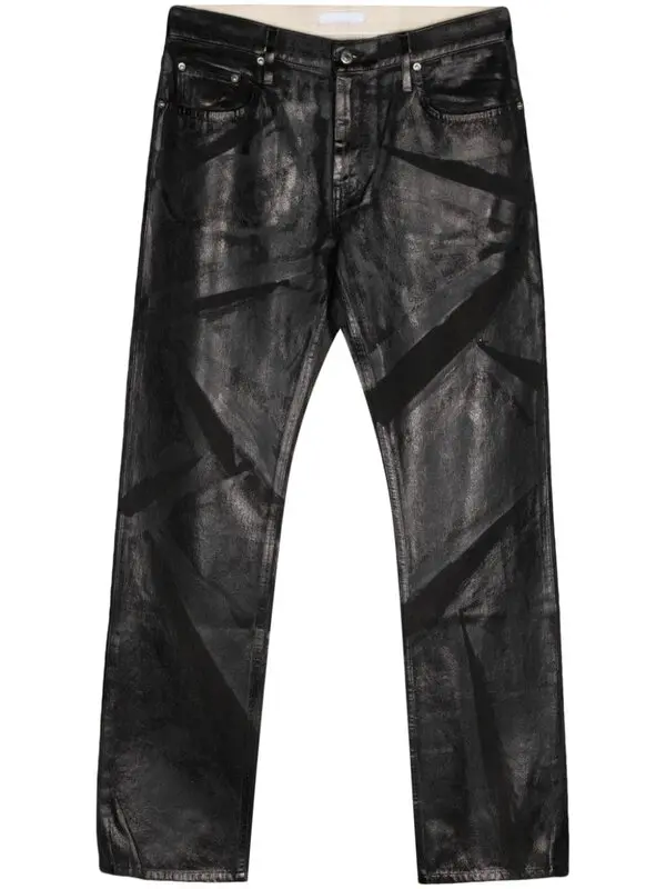 Helmut Lang Foil-print Straight-leg Jeans - Black