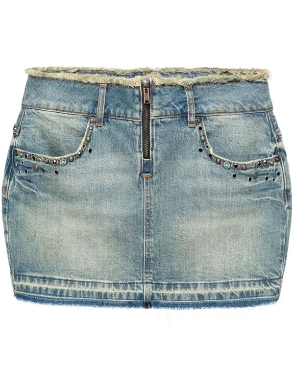 Guess Frayed-brim Denim Miniskirt - Blue