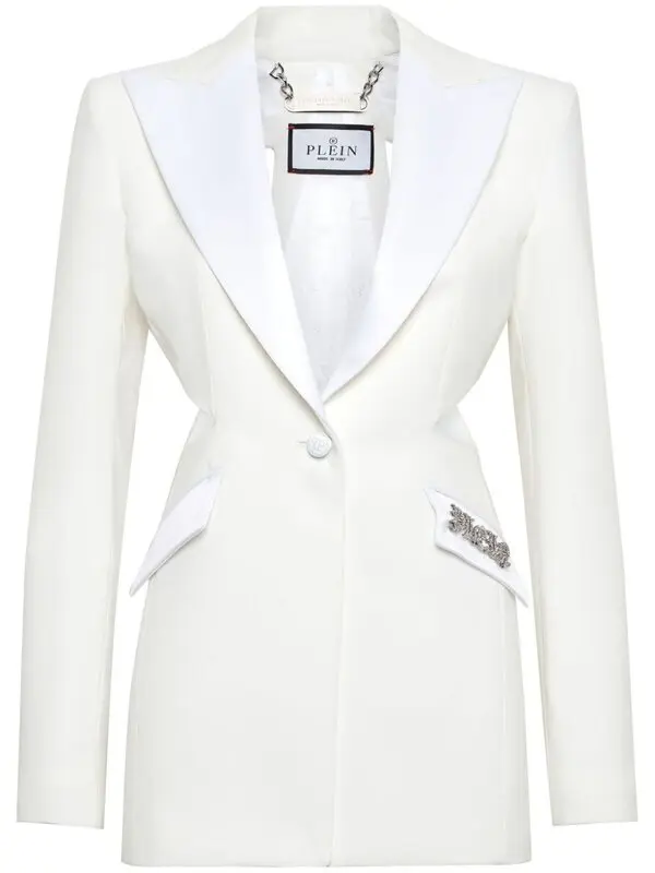 Philipp Plein Cut-out Embellished Blazer - White