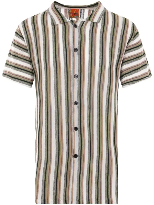VITELLI Striped Short-sleeve Shirt - White