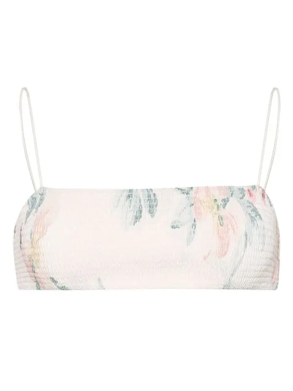 TOTÊME Smocked Bandeau Bikini Top - Neutrals