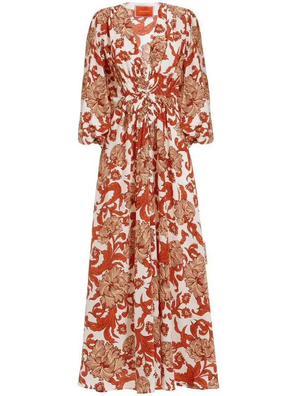 La DoubleJ Camerino Abstract-pattern Silk Dress - Red