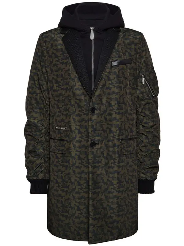Philipp Plein Layered Camouflage-pattern Coat