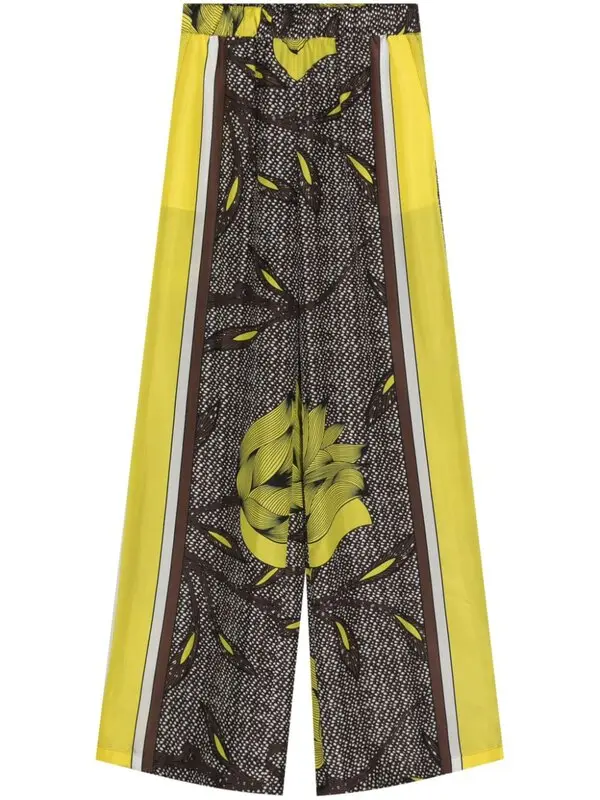 P.a.r.o.s.h Floral-print Silk Trousers - Brown