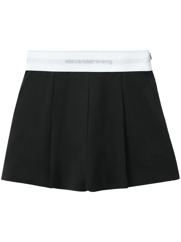 Alexander Wang Logo-waistband Pleated Shorts