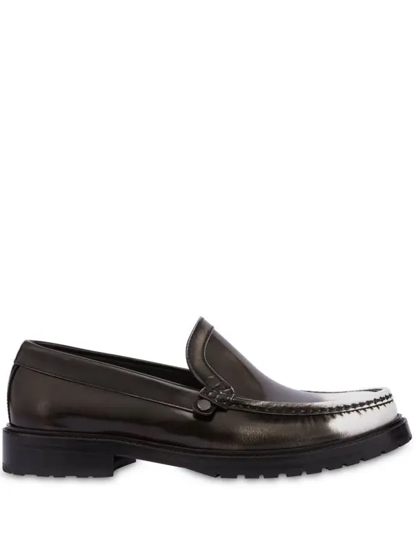 Moschino Distressed-effect Leather Loafers