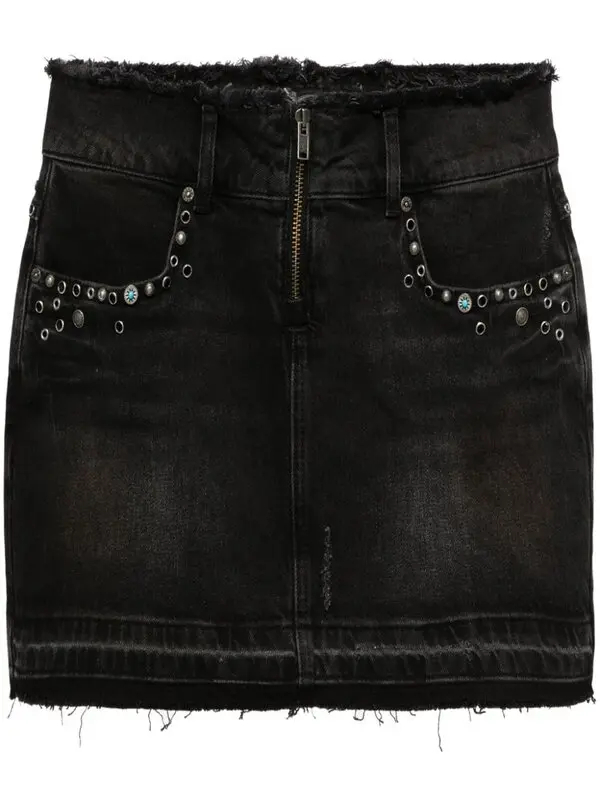 Guess Frayed-brim Denim Miniskirt - Black
