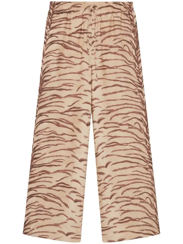 Stella McCartney Tiger-print Silk Trousers - Neutrals