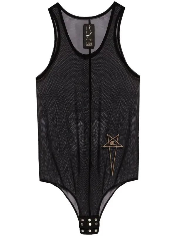 Rick Owens Logo-embroidered Mesh Tank Top