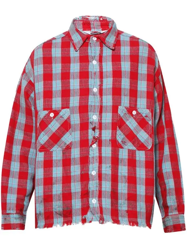 SAINT MXXXXXX Checked Cotton Shirt - Red