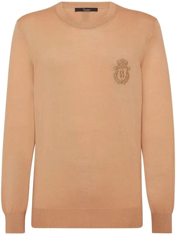 BILLIONAIRE Logo-embroidered Wool Jumper - Neutrals
