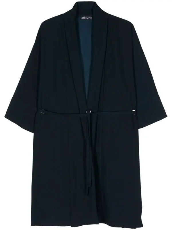 DRHOPE Crepe Belted Coat - Blue