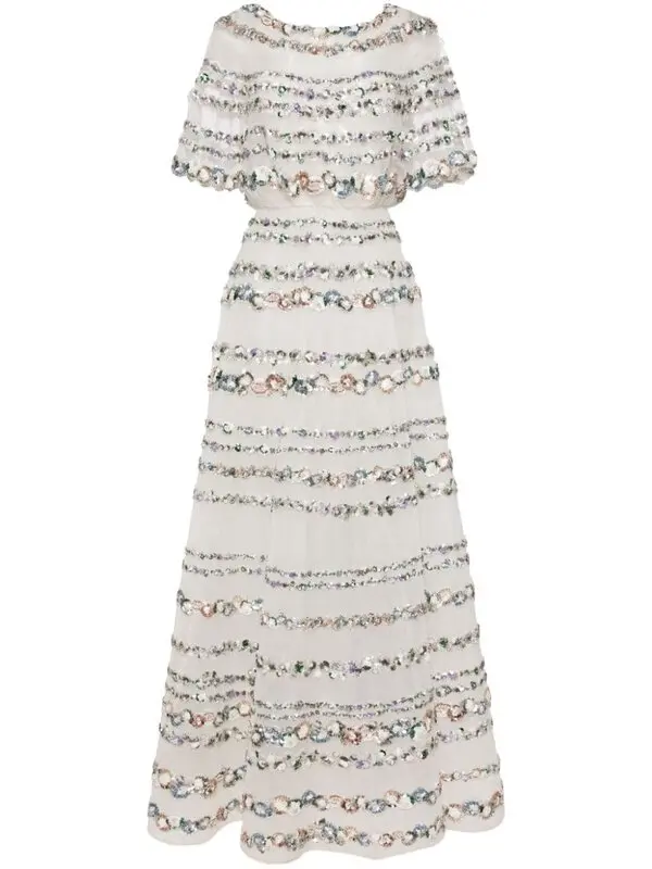 SAIID KOBEISY Beaded Tulle Gown