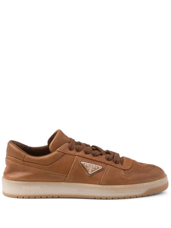 Prada Downtown Nappa-leather Sneakers - Brown