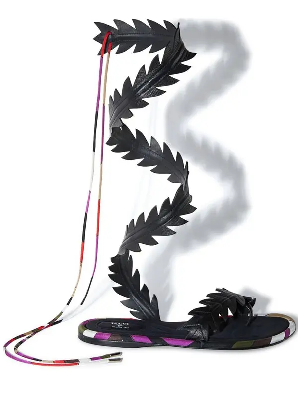 Emilio Pucci Edera Leather Flat Sandals