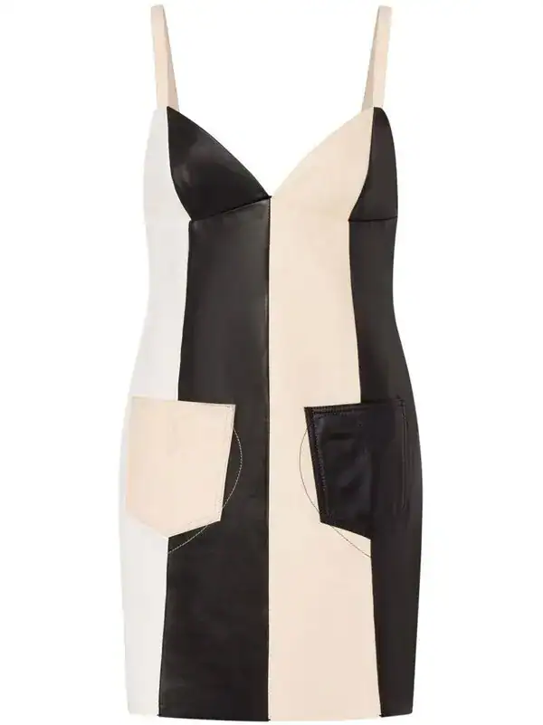 Moschino Panelled Leather Minidress In White - 50% Off | Editorialist