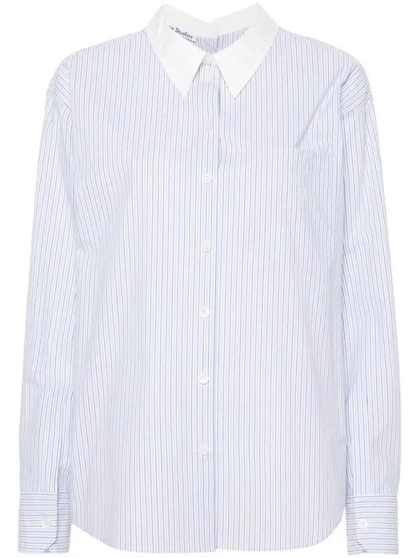 Acne Studios Logo-embroidered Striped Shirt - Blue