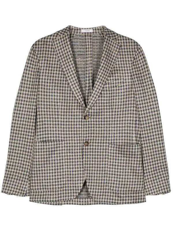 Boglioli Houndstooth-pattern Linen Blazer