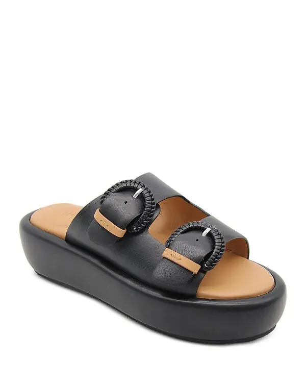 KENNETH COLE Theresa Platform Sandals - Black Leather