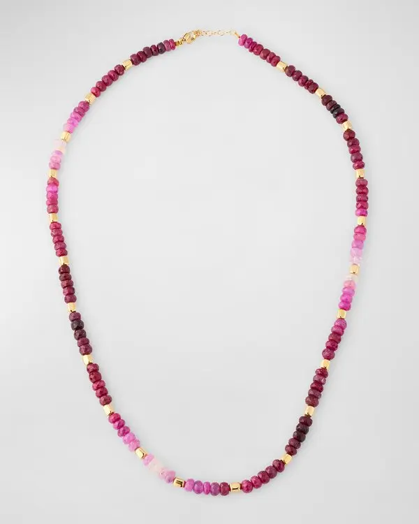 Jia Jia Jumbo Gold Bead Necklace - Ruby