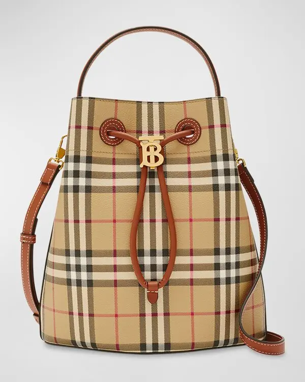 Burberry Large Check Drawstring Bucket Bag