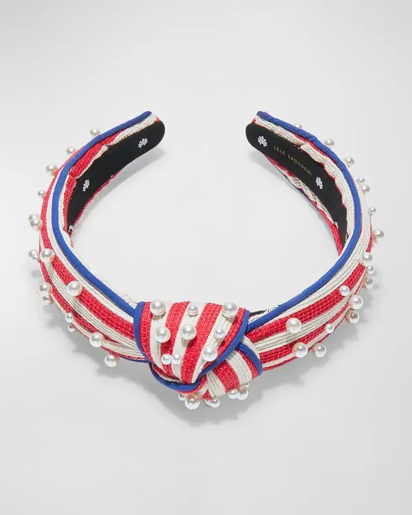 Lele Sadoughi Pearly Knotted Stripe Headband